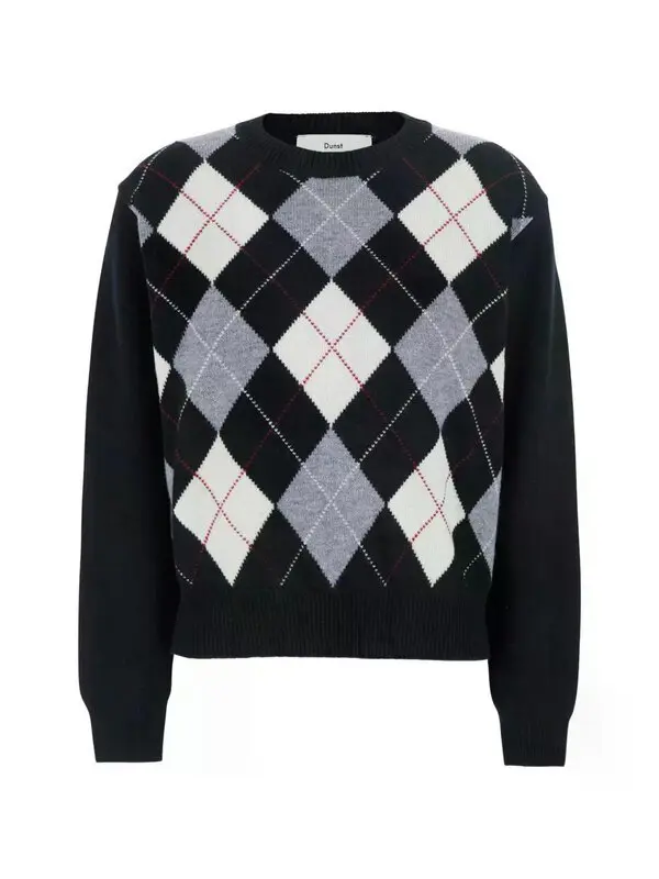 DUNST Argyle Crewneck Wool Sweater