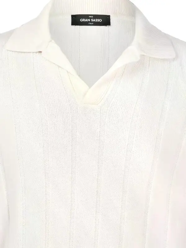 GRAN SASSO Ribbed-knit Long-sleeve Polo Shirt