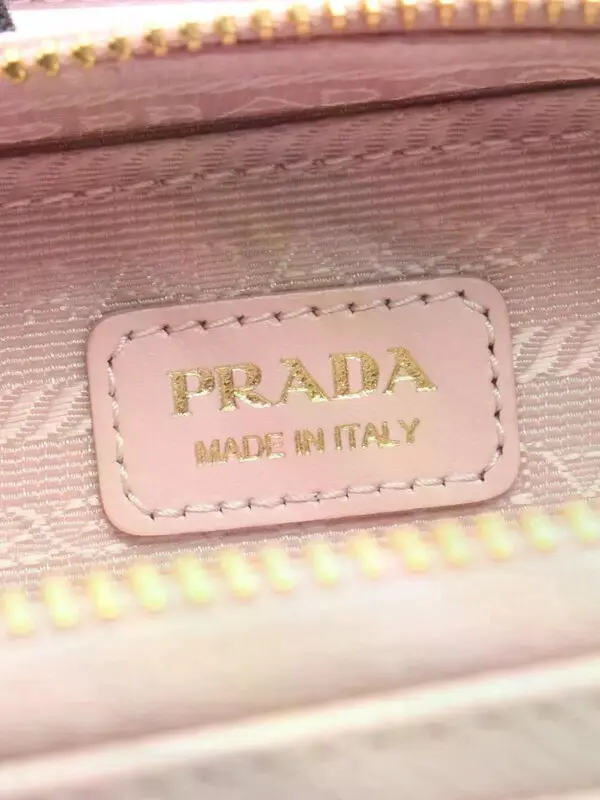 Prada 2020s Triangle Logo Saffiano Leather Shoulder Bag - Pink