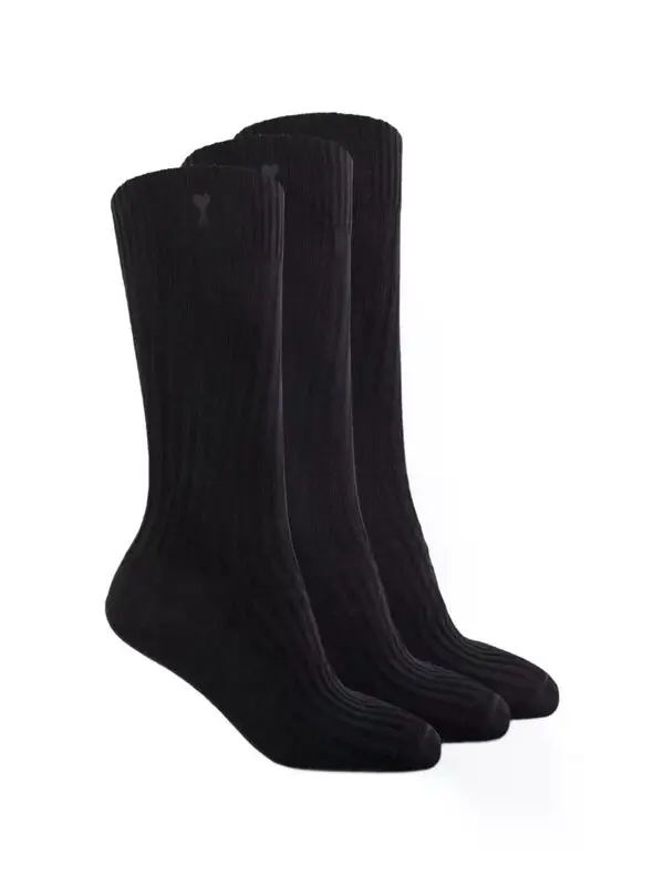 AMI Paris De Coeur Ribbed-knit Socks