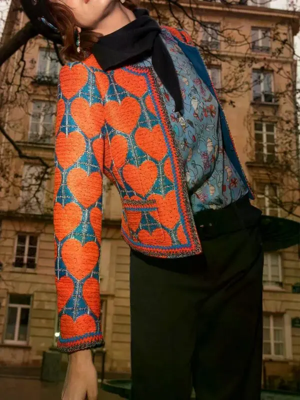 MAISON COMMON Heart-print Bouclé Jacket