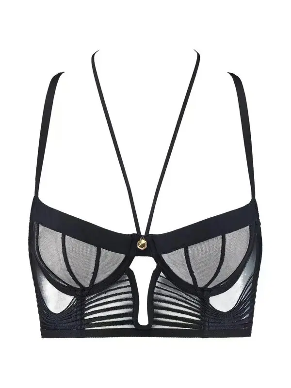 AUBADE Sumptuos Waves Sheer-panelled Underwired Bra - Black