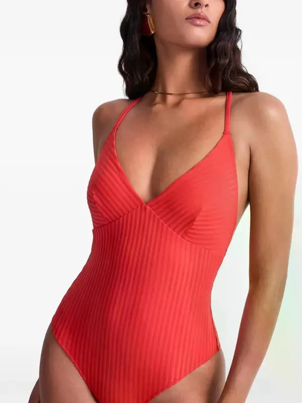 AUBADE Sun Pop Ribbed-knit Swimsuit - Red