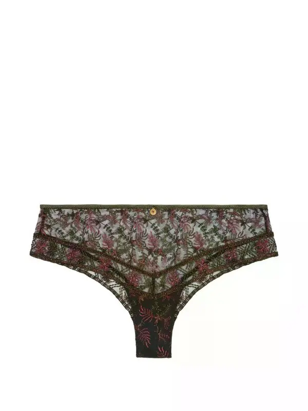 AUBADE Sound Of Heart Embroidered Briefs - Green