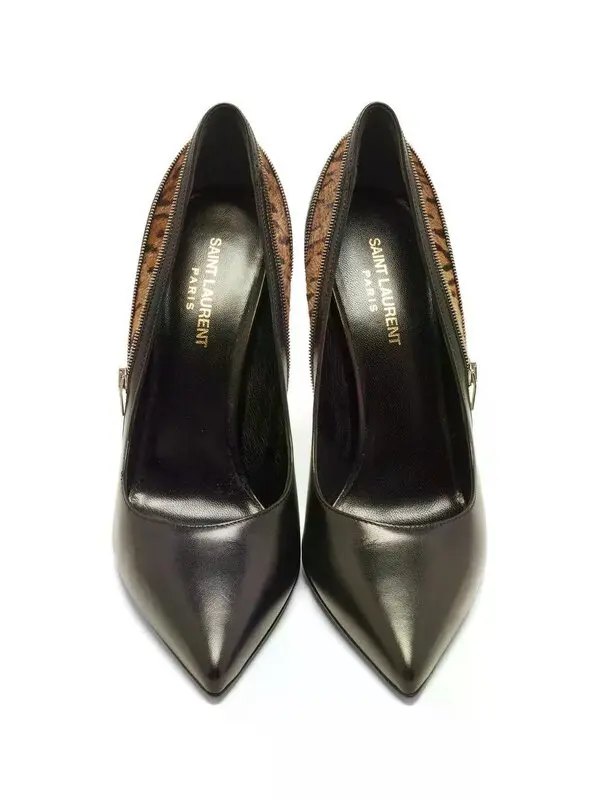 Saint Laurent Zipper-detail Pointed-toe Pumps
