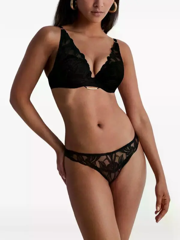 AUBADE Into The Groove Embroidered Plunge Bra - Black