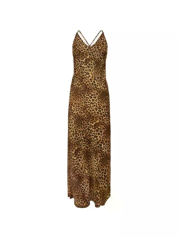 MC2 SAINT BARTH Leopard-print Satin Maxi Dress - Neutrals