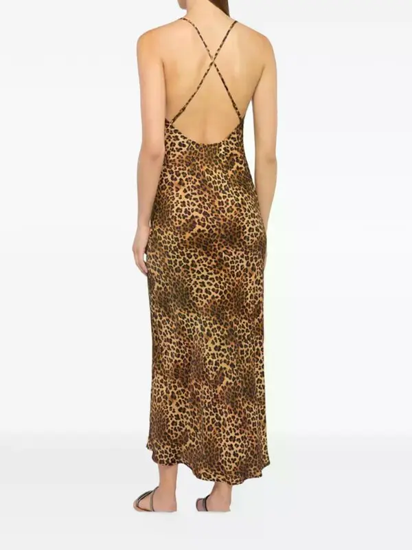 MC2 SAINT BARTH Leopard-print Satin Maxi Dress