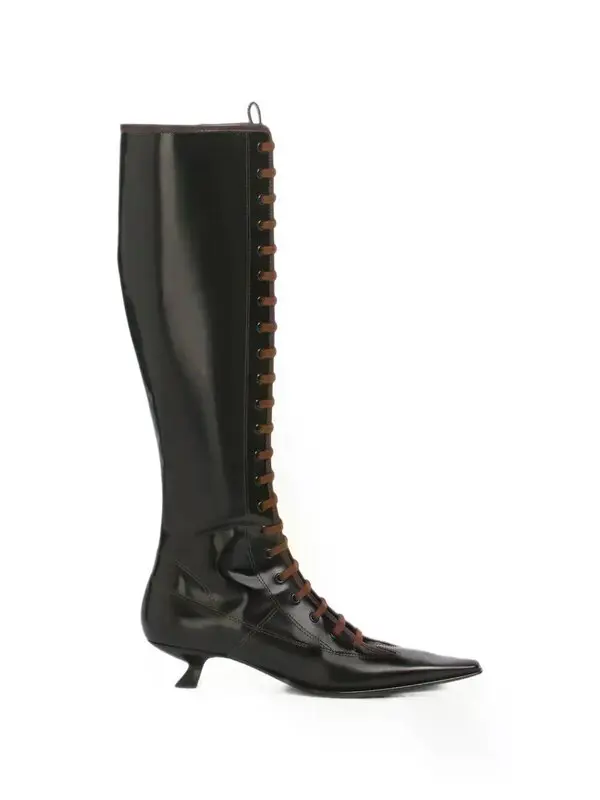 Marni Leather Boots With Full Lace-up Front