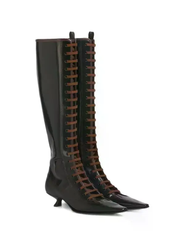 Marni Leather Boots With Full Lace-up Front