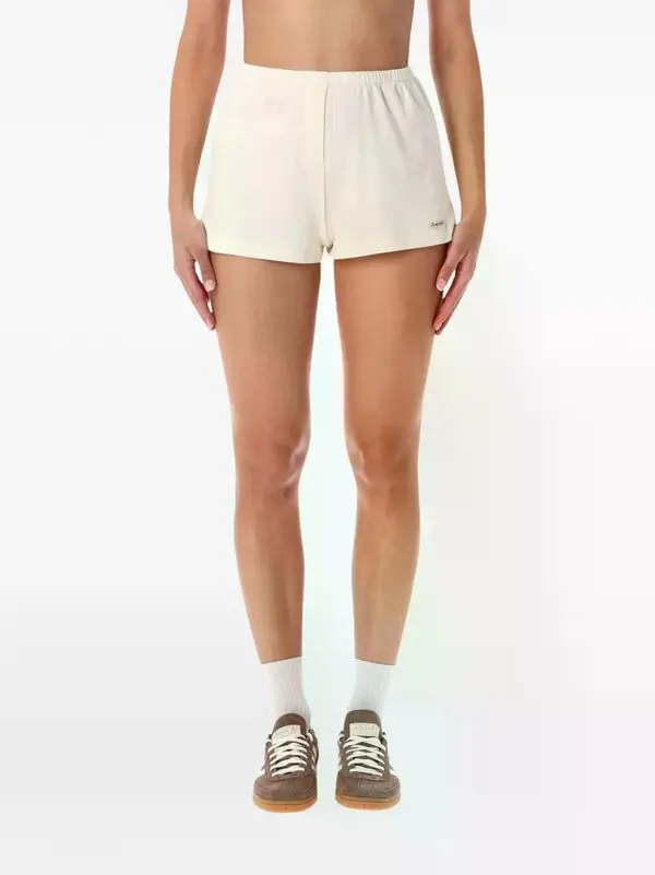 Sporty & Rich Ribbed-knit Logo-patch Shorts - Neutrals