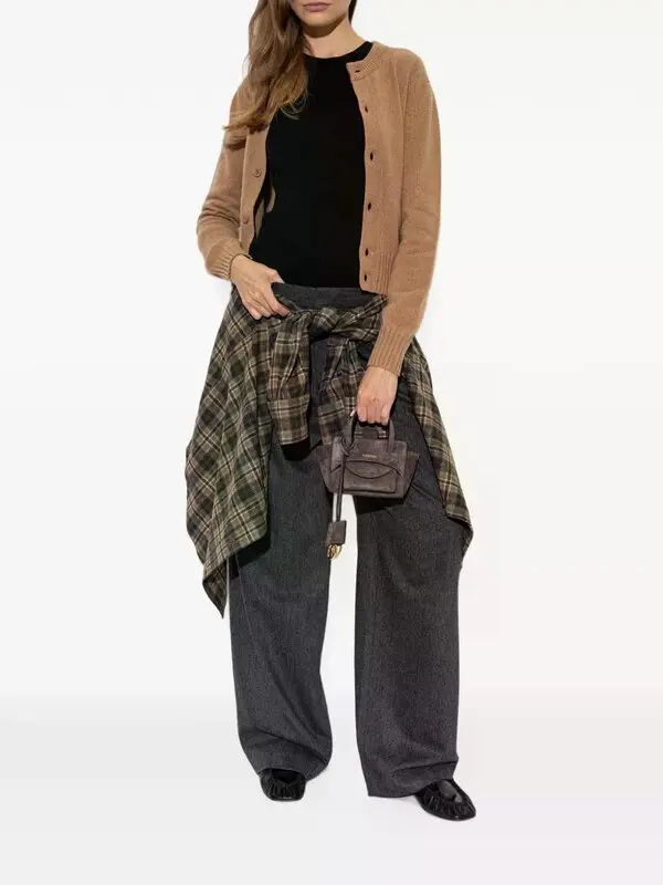 AMI Paris Beige Crewneck Cashmere Cardigan With De Coeur
