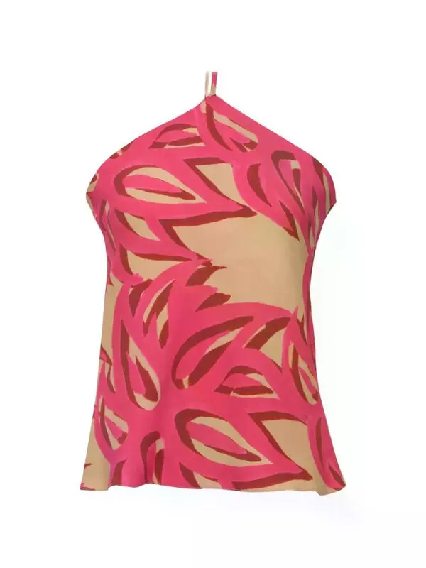 Themis Z Ismene Sabra Leaf-print Halterneck Blouse