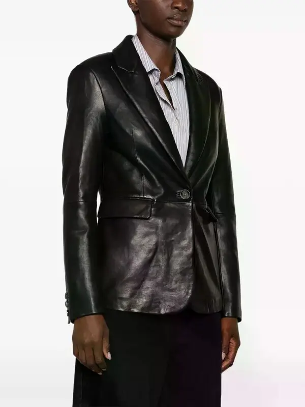 THE JACKIE LEATHERS Single-breasted Leather Blazer