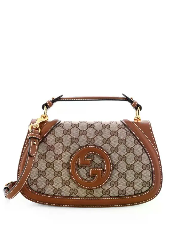 Gucci Blondie Nm Top Handle Bag Gg Coated Canvas With Leather Medium Shoulder Bag