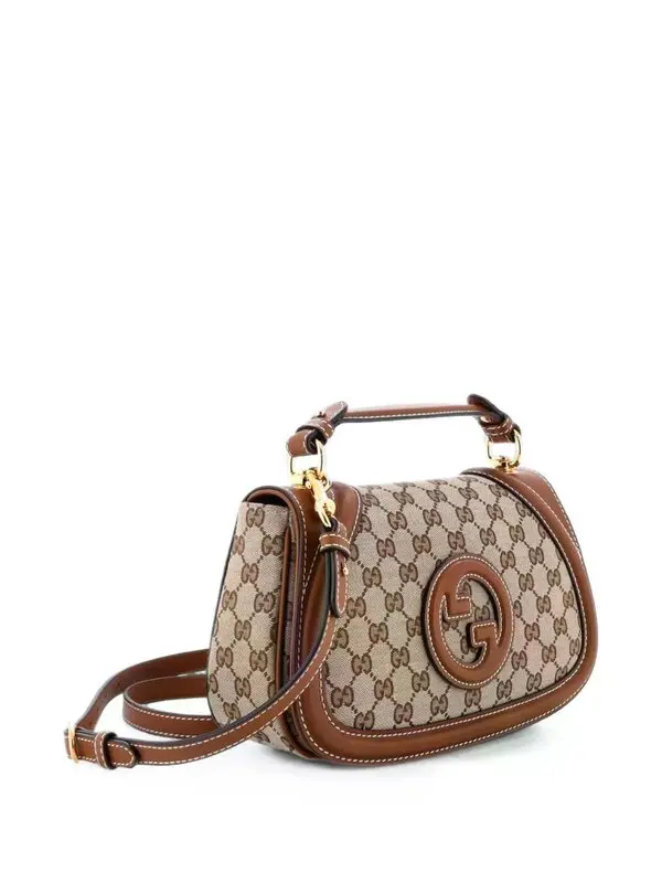 Gucci Blondie Nm Top Handle Bag Gg Coated Canvas With Leather Medium Shoulder Bag