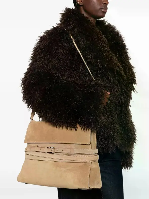 Moschino Belted Suede Tote Bag - Neutrals