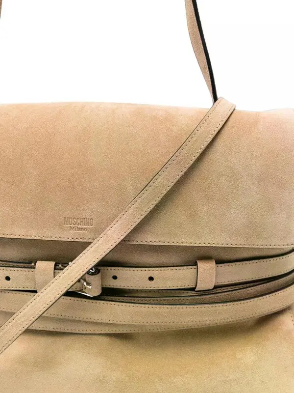 Moschino Belted Suede Tote Bag - Neutrals
