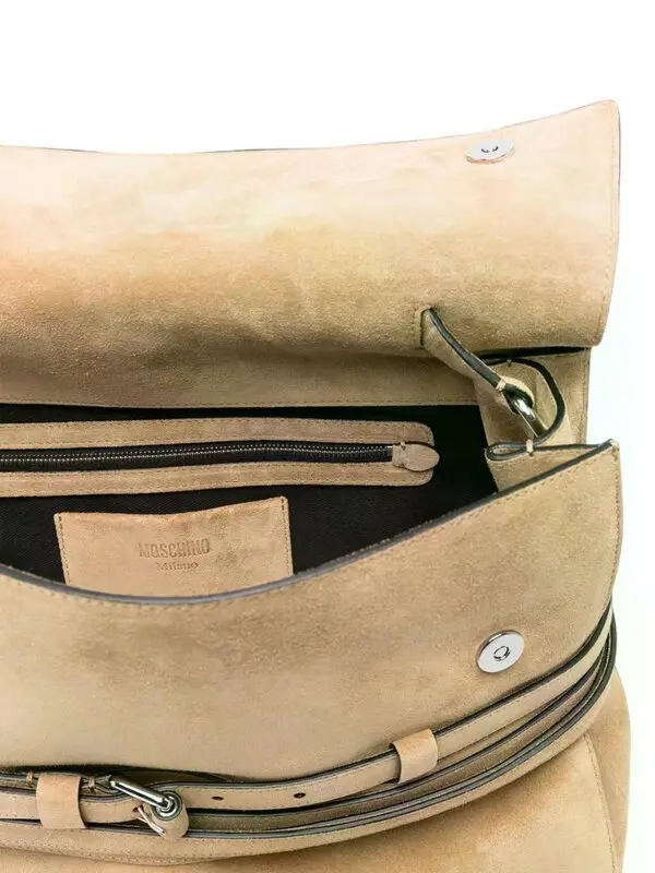 Moschino Belted Suede Tote Bag - Neutrals