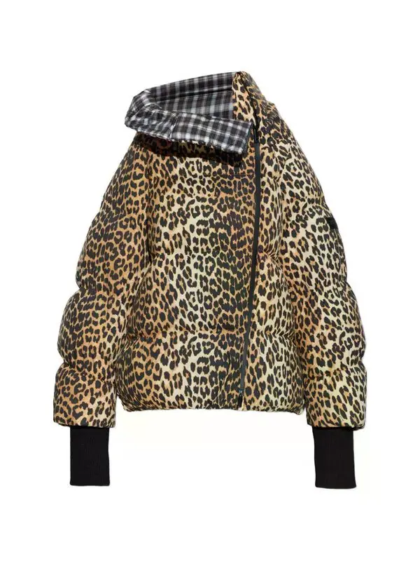 GANNI Leopard-print Puffer Jacket - Neutrals