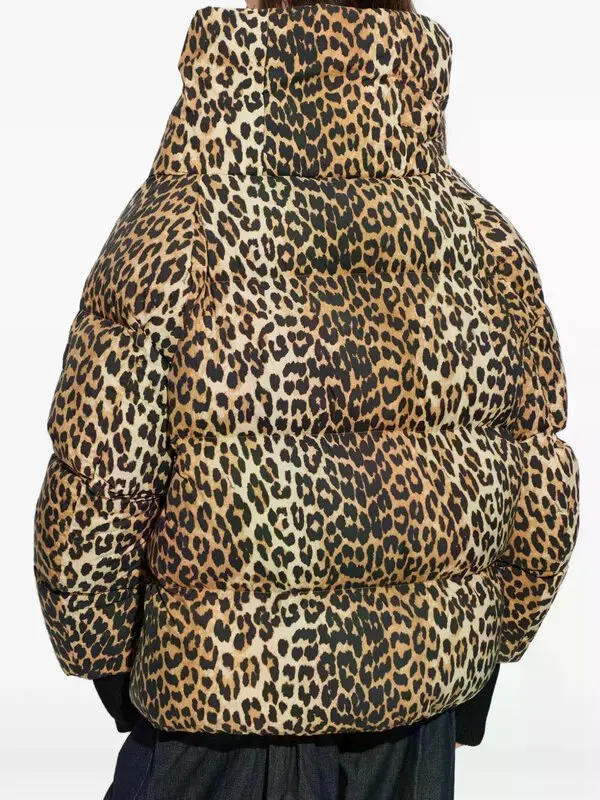 GANNI Leopard-print Puffer Jacket - Neutrals