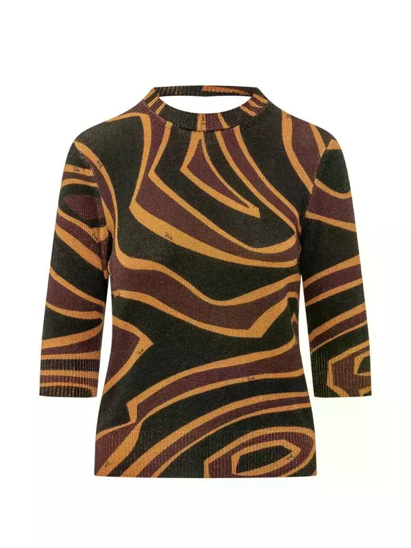 Emilio Pucci Abstract-print Scoop-back Sweater - Orange