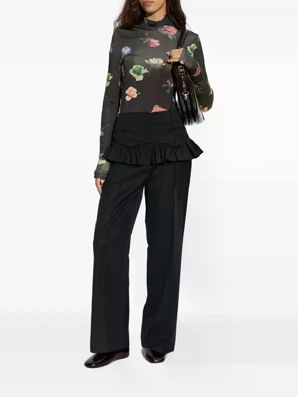 GANNI Floral-print High-neck Top