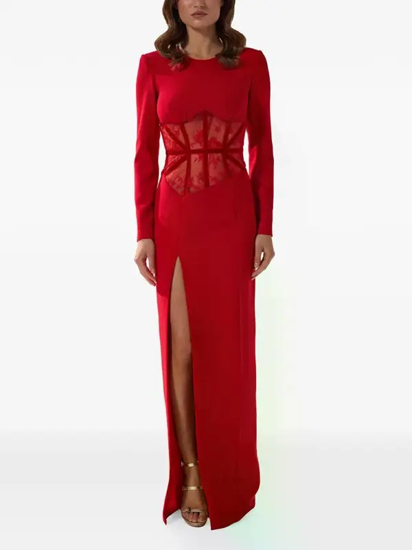 SILK LOVE & LACE Ilara Lace-detail Gown - Red