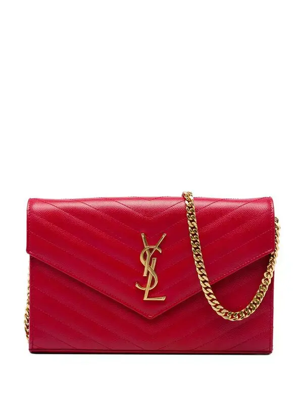 Saint Laurent 2015 Grain De Poudre Cassandre Envelope Chain Wallet Crossbody Bag
