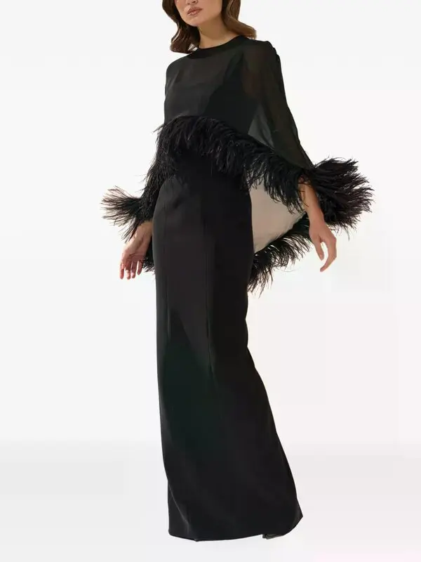 SILK LOVE & LACE Vera Feather-trimmed Gown
