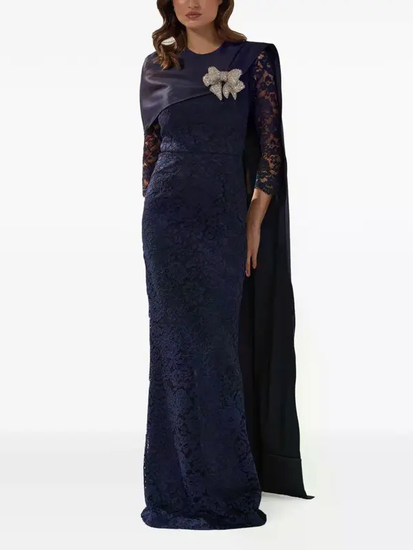 SILK LOVE & LACE Malvina Crystal-embellished Gown - Blue