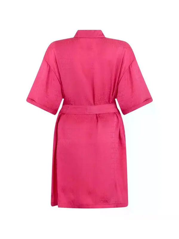 Moschino Logo-jacquard Belted Mini Shirt Dress - Pink