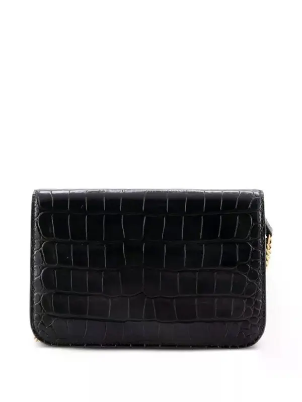 Balenciaga B Dot Wallet On Chain Crocodile Embossed Leather Crossbody Bag