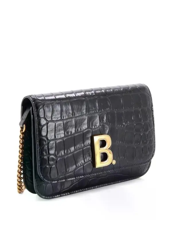 Balenciaga B Dot Wallet On Chain Crocodile Embossed Leather Crossbody Bag