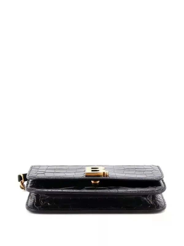 Balenciaga B Dot Wallet On Chain Crocodile Embossed Leather Crossbody Bag