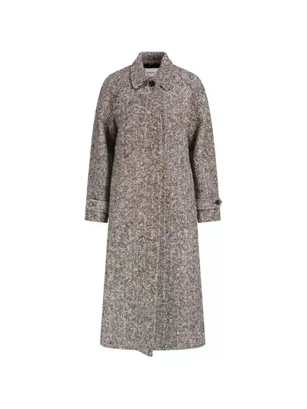 LARDINI X Sugar Herringbone-pattern Belted Coat