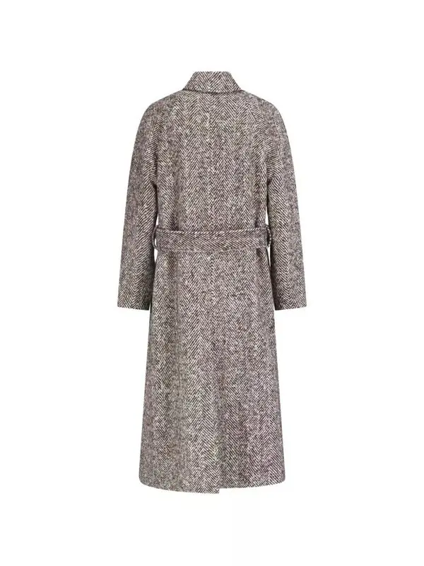 LARDINI X Sugar Herringbone-pattern Belted Coat