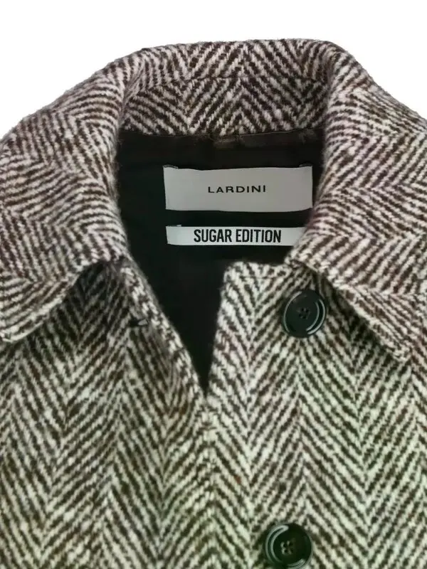 LARDINI X Sugar Herringbone-pattern Belted Coat