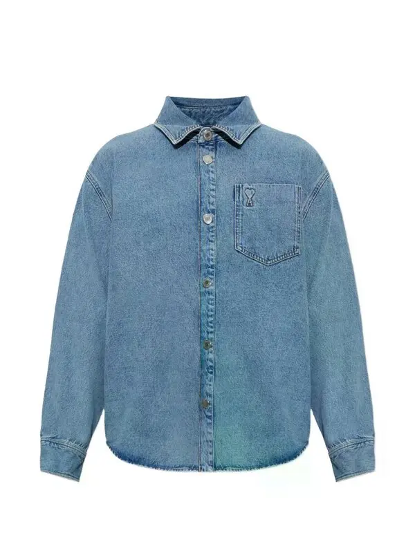 AMI Paris Cotton Overshirt With De Coeur