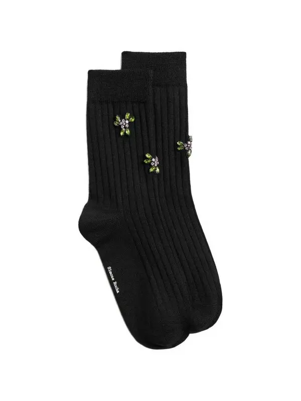 Simone Rocha Embellished Ribbed-knit Socks