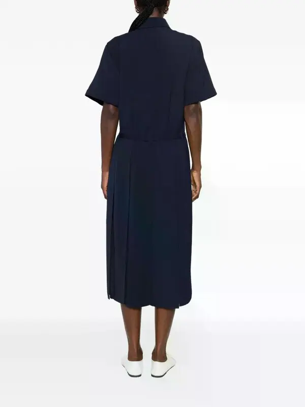 Lacoste Pleated Belted Midi Shirt Dress