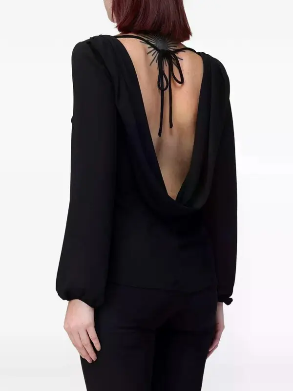 HANITA Open-back Draped Top - Black