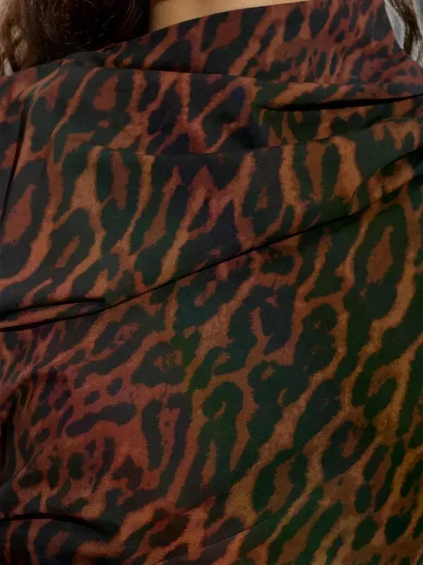 GANNI Leopard-print Draped Top - Brown