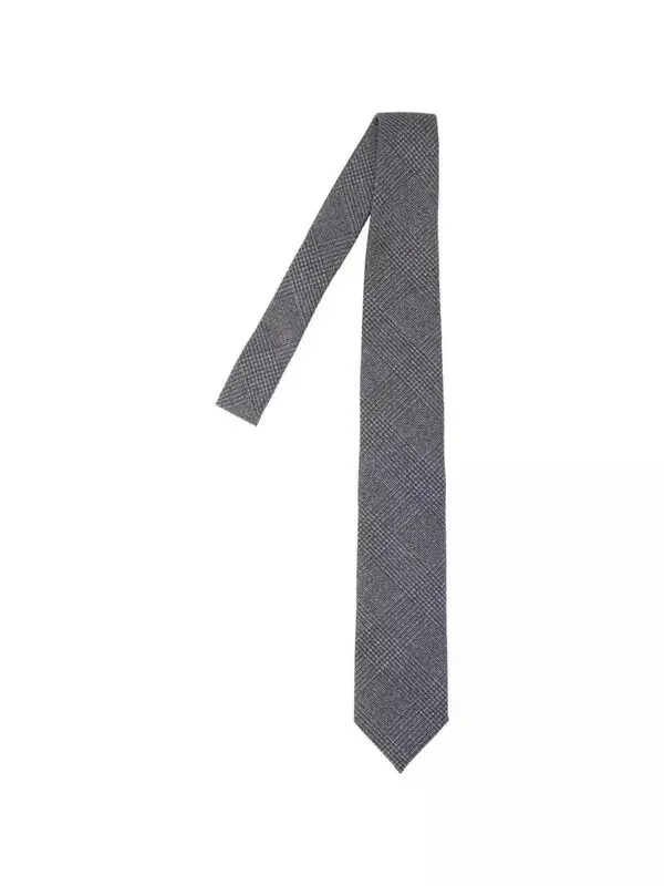 LARDINI Prince Of Wales Check Tie - Grey