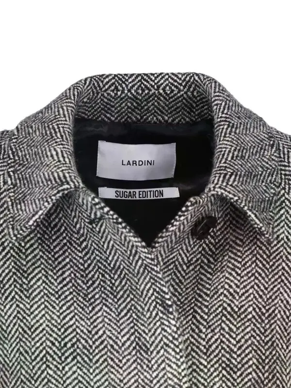 LARDINI Herringbone-pattern Belted Coat
