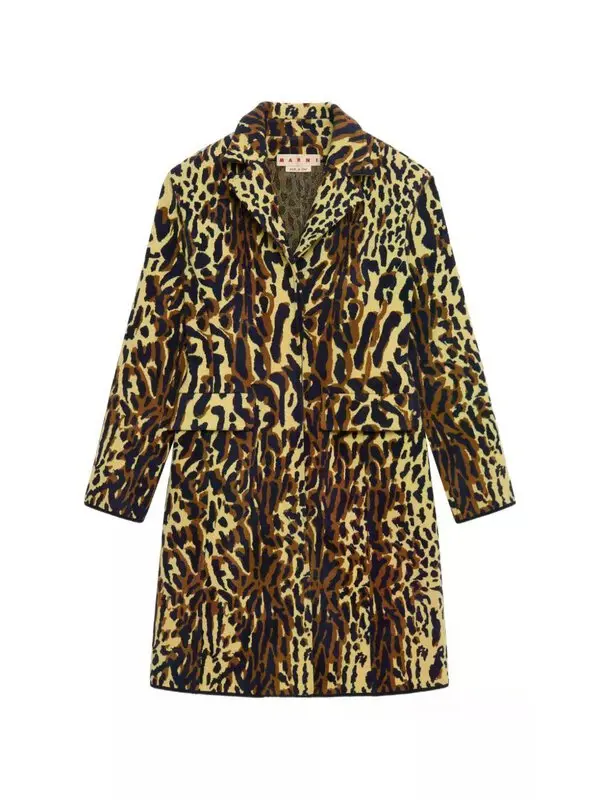 Marni Yellow Animalier Wool Chenille Coat