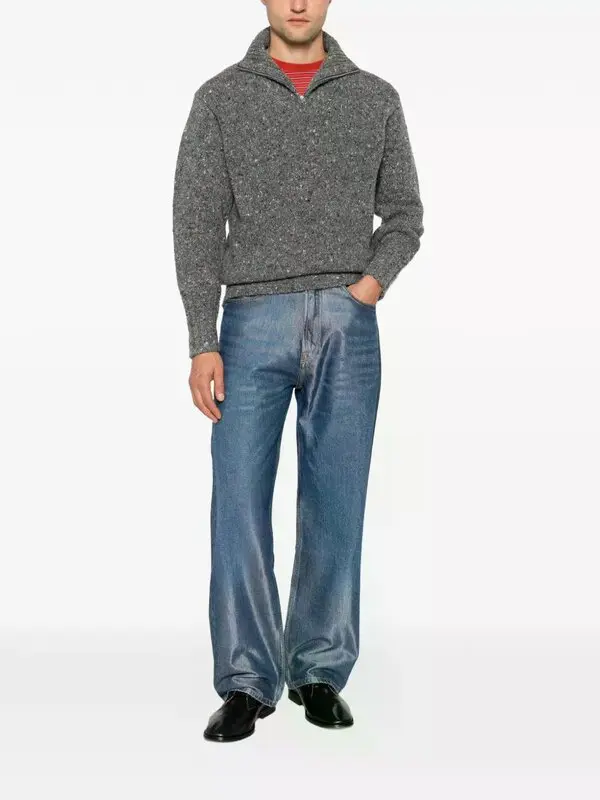Auralee Zip-neck Knit Sweater