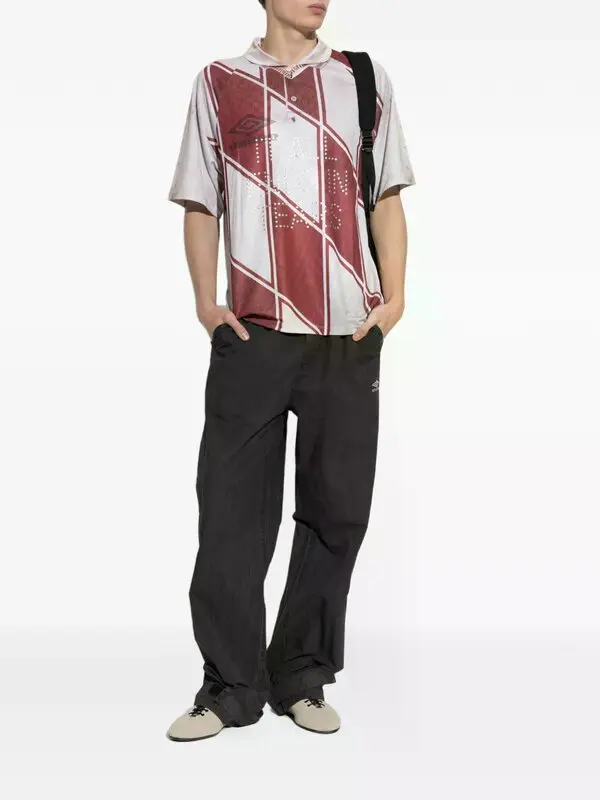 UMBRO Diamond-print Studded Polo Shirt