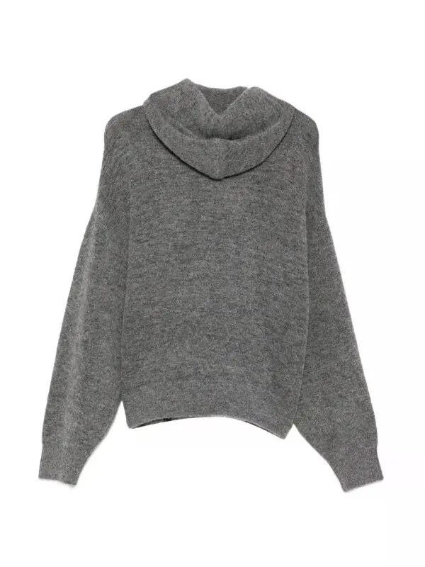 Closed Bow-detail Knitted Hoodie
