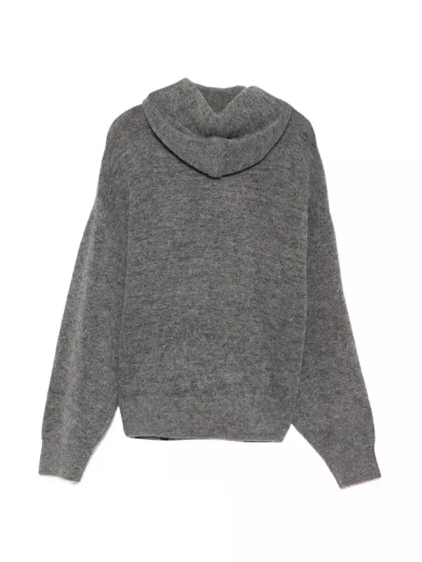 Closed Bow-detail Knitted Hoodie